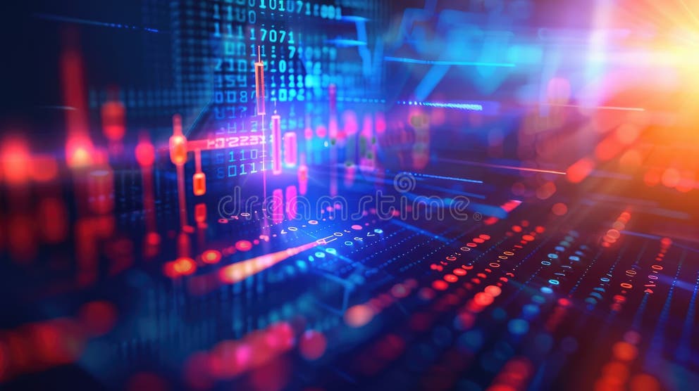 Stock and Forex Trading Chart, Digits and Numbers. Binary Data and ...