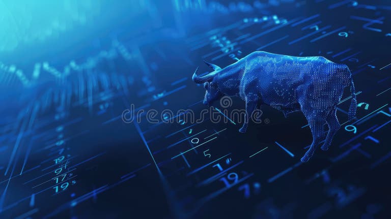 Stock and Forex Trading Chart, Digits and Numbers with a Digital Bull ...