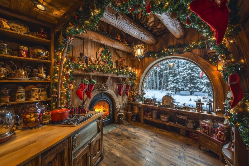 An Stock-generated Santa Claus Workshop Background Concept Stock Image ...