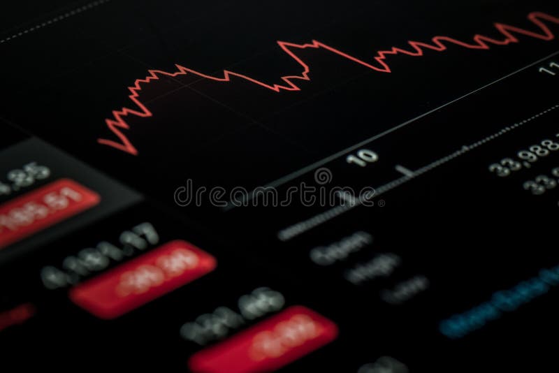 A Stock Graph on a Black Background. Stock Image - Image of analysis ...