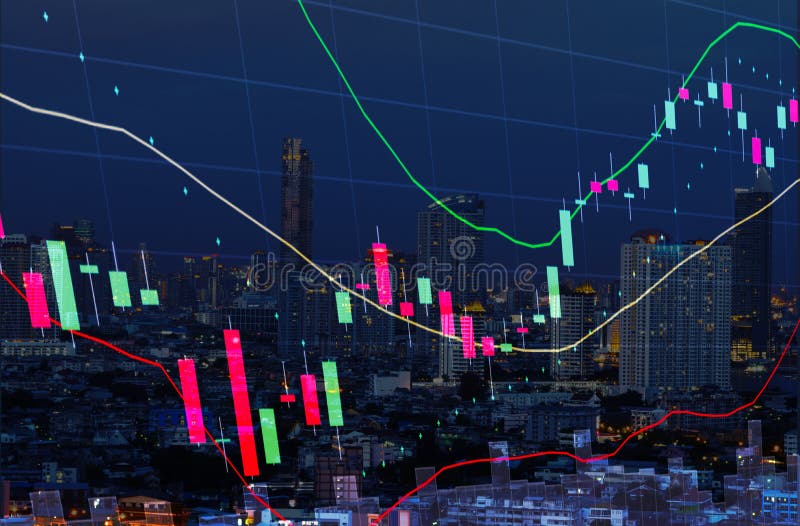 Stock Graph Chart Analysis with Parabolic Indicator and Volume Diagram ...