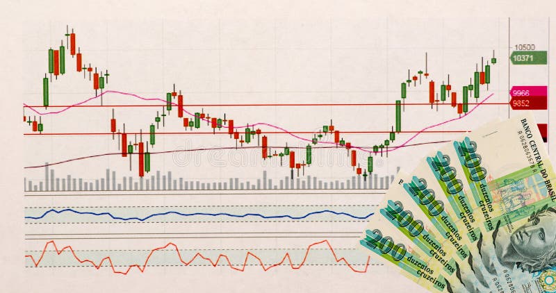 Stock Graph and Paper Money for Background. Stock Image - Image of ...