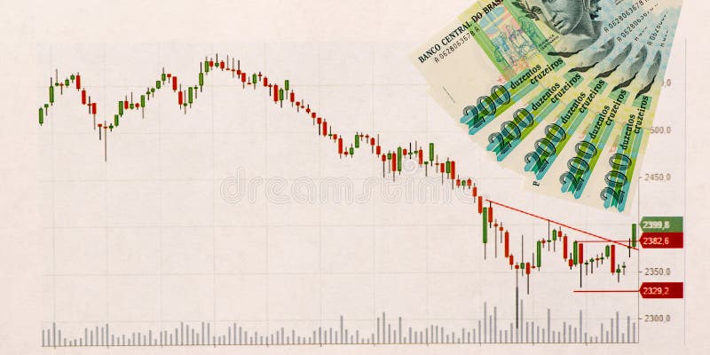 Stock Graph and Paper Money for Background. Stock Photo - Image of ...