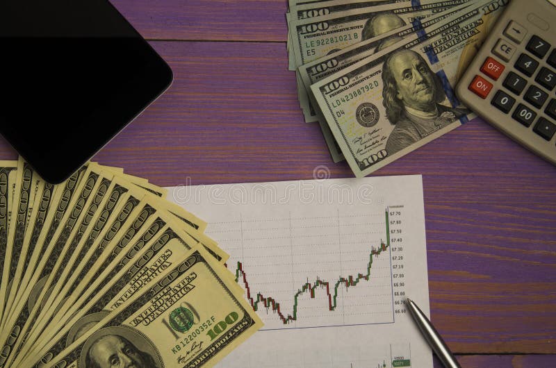 Stock Graph and Paper Money for Background. Stock Image - Image of ...