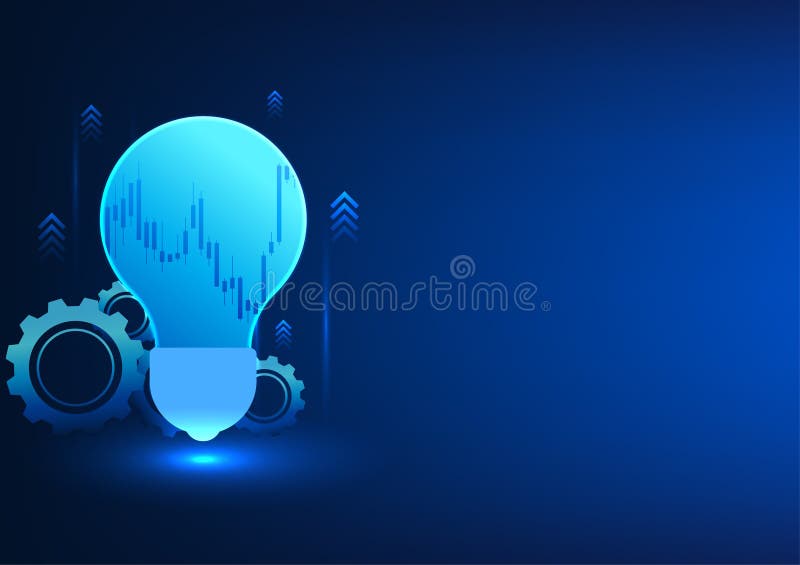 Stock Graph Technology Abstract Background Inside Light Bulb with Cogs ...