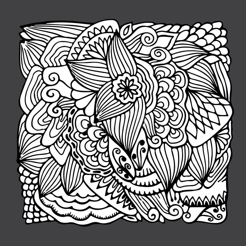 Stock Hand Draw Abstract Flower, Doodle Wave Pattern. Bac Stock Vector ...