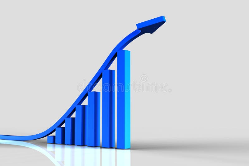 Stock Height Columns with Blue Background 3D Illustration Stock ...