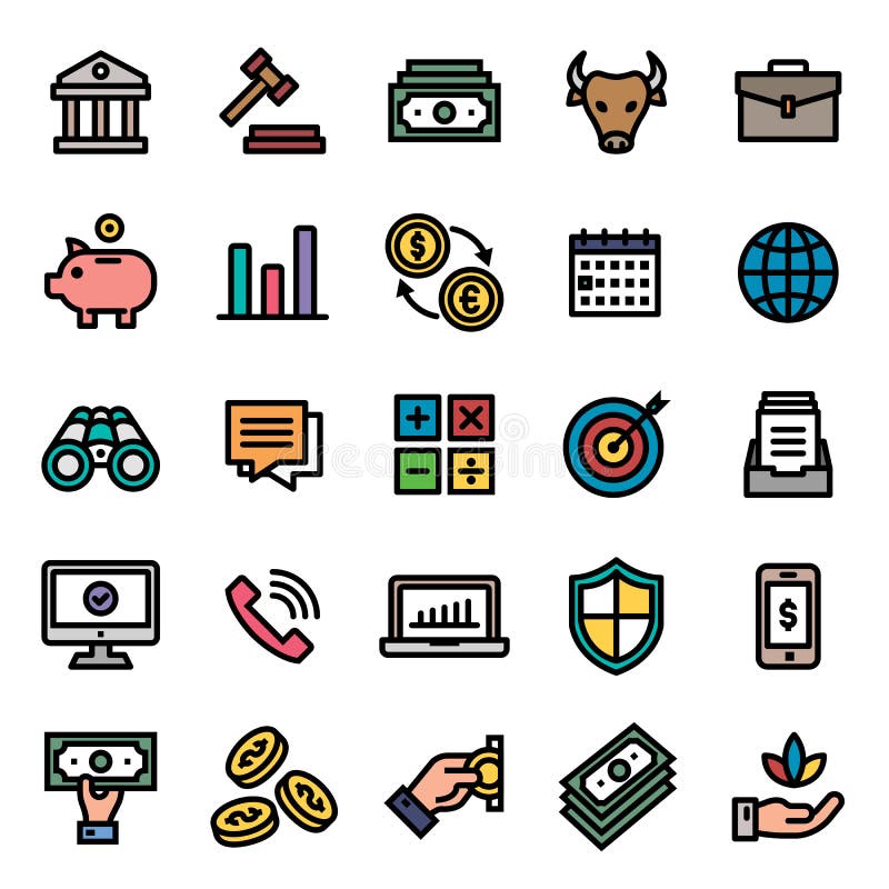 Stock Icon Set. 48 X 48 Pixels Complete Stock Vector - Illustration of ...