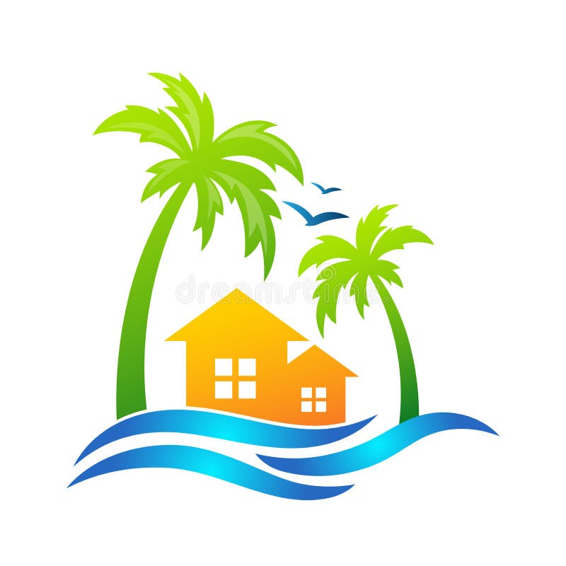 Logo Bungalow stock vector. Illustration of island, flower - 20008003