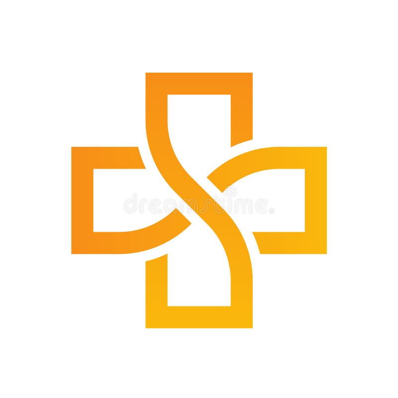 Yellow Cross icon. stock vector. Illustration of drawing - 182741830