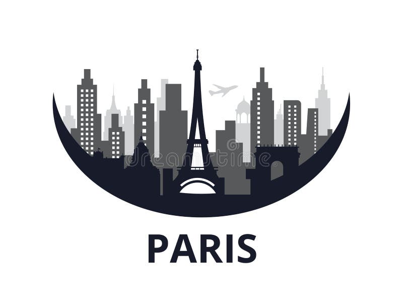 Paris City Skyline Black Color Illustration. Stock Vector ...