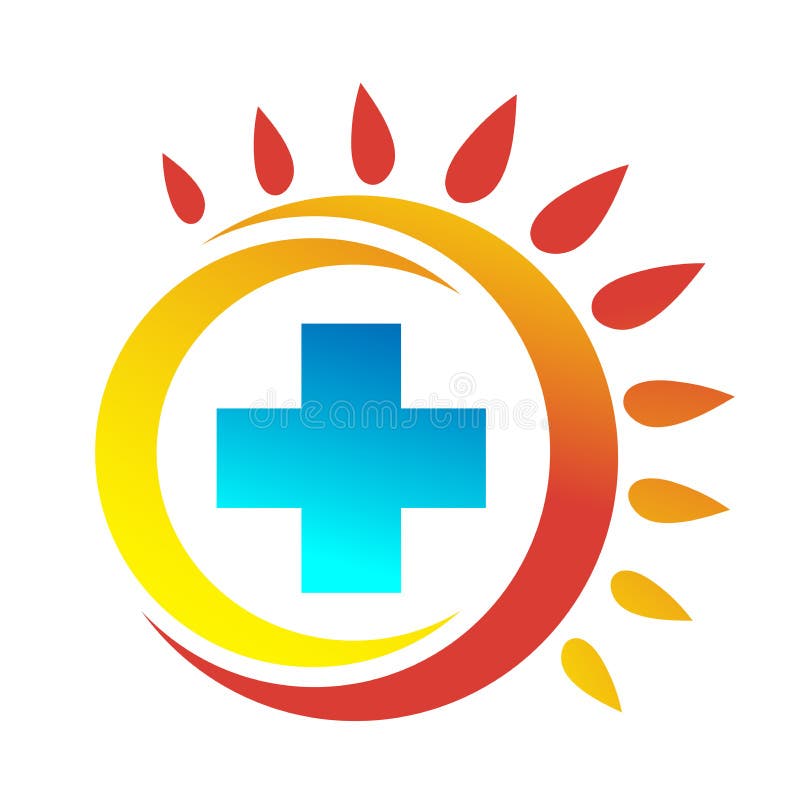 Golden Sun Logo with Health Icon. Stock Vector - Illustration of shine ...