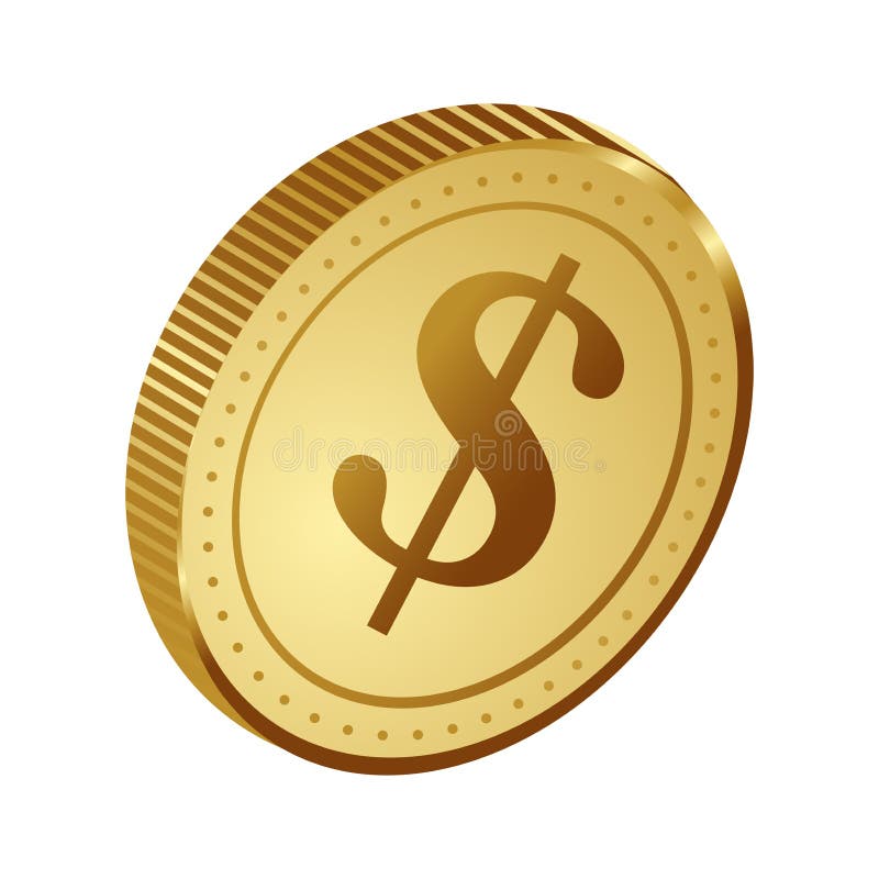 Gold dollar coin icon. stock vector. Illustration of bank - 197746166