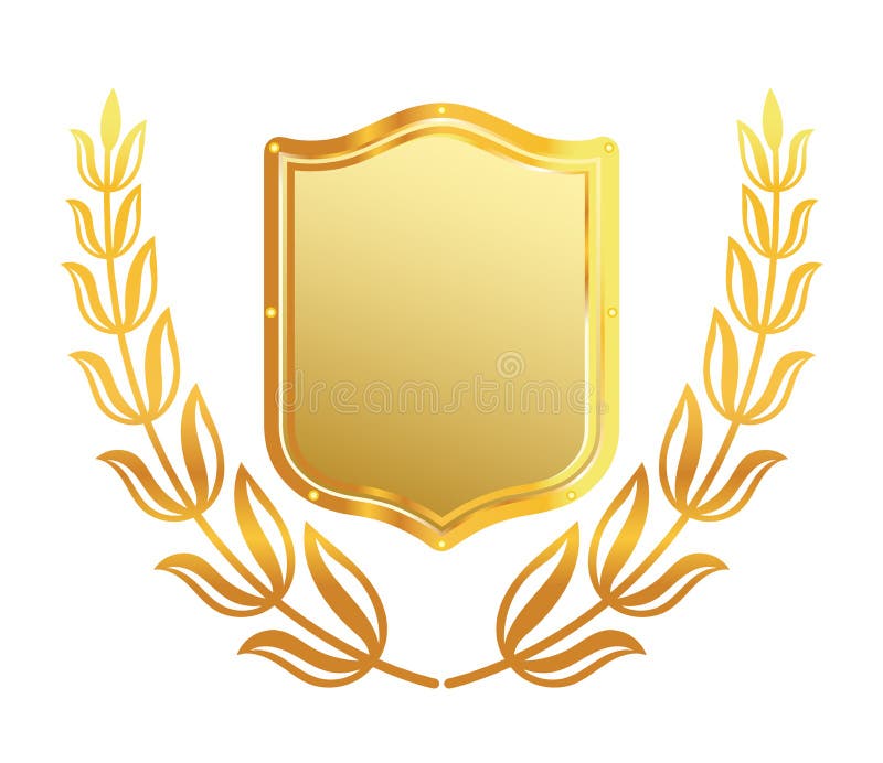 Vector gold shield set. stock vector. Illustration of frame - 198209962