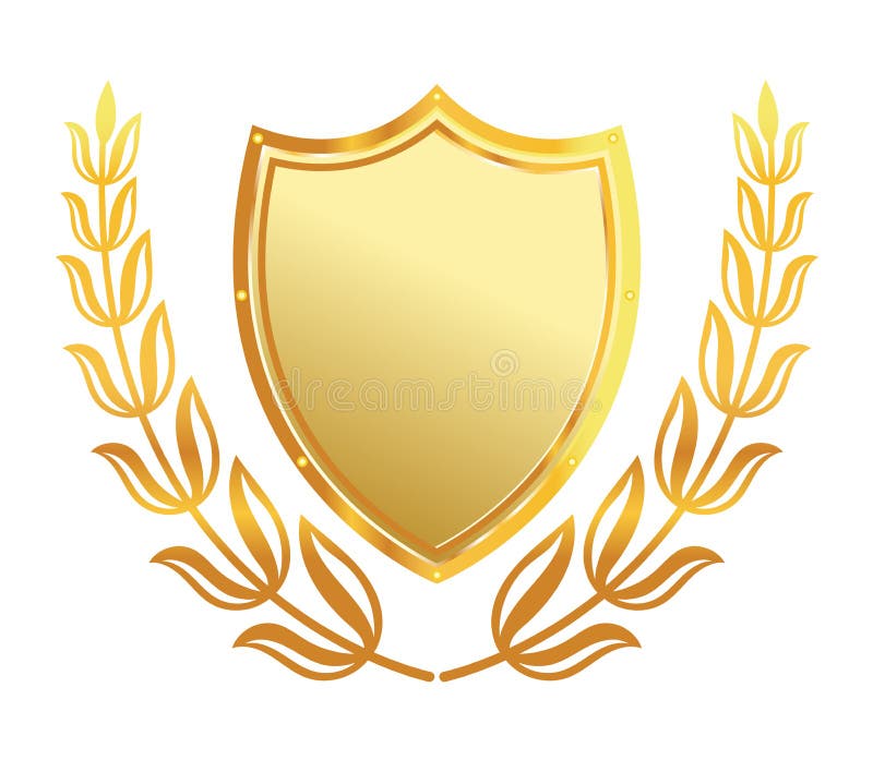 Vector Gold Shields and Laurel Wreaths. Stock Vector - Illustration of ...