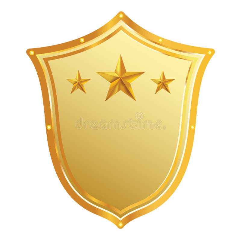 Vector Gold Shields and Stars. Stock Vector - Illustration of vector ...