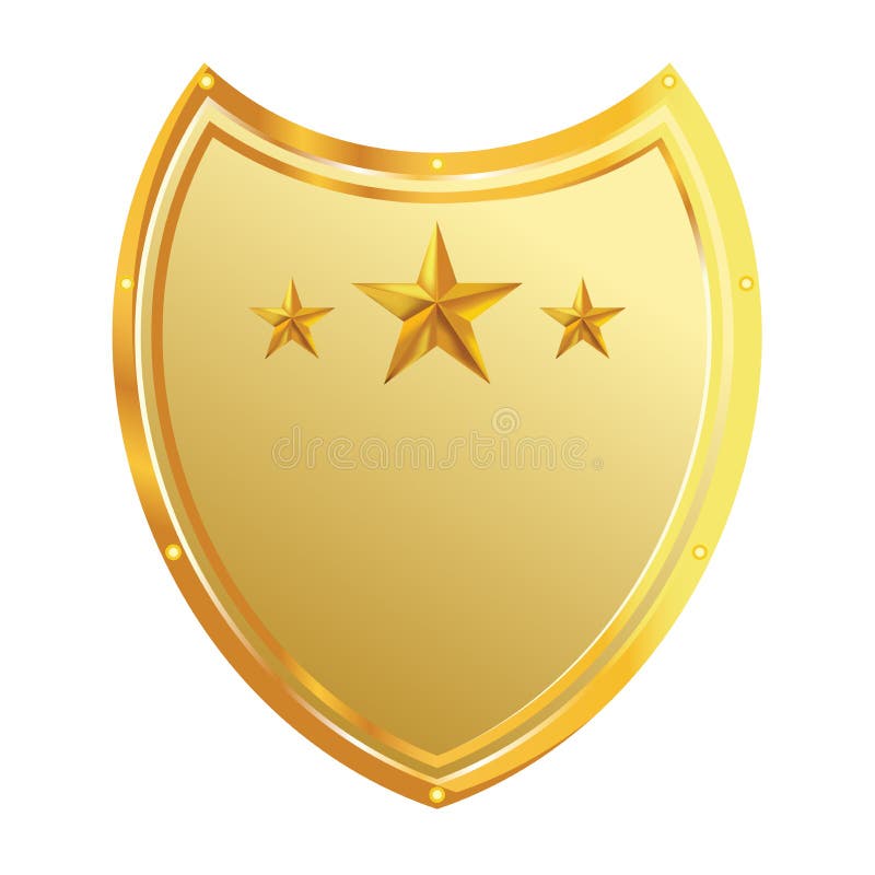 Vector Gold Shields and Stars. Stock Vector - Illustration of icon ...