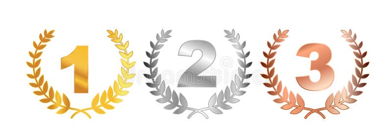 Set of Rank Emblems - Gold, Silver, Bronze. First Second and Third ...