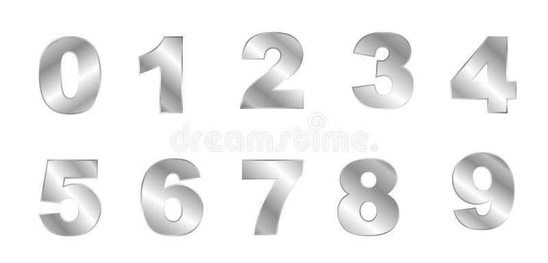 3D Silver Numbers. stock vector. Illustration of vector - 200939022