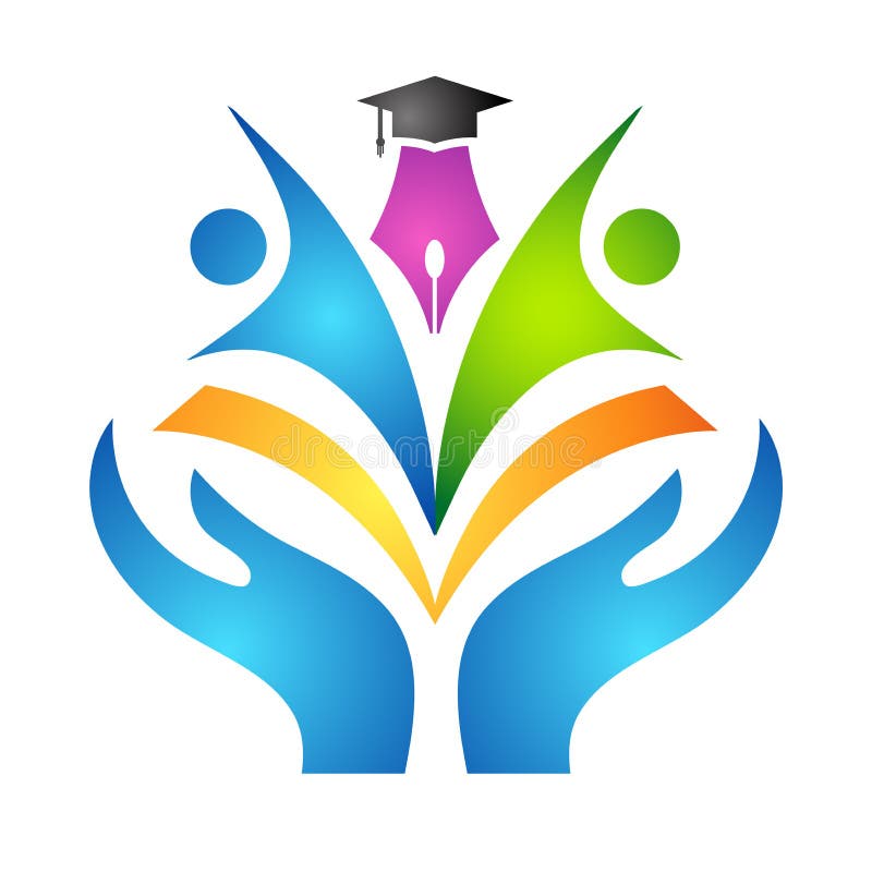 Education logo with hand. stock vector. Illustration of student - 203387892