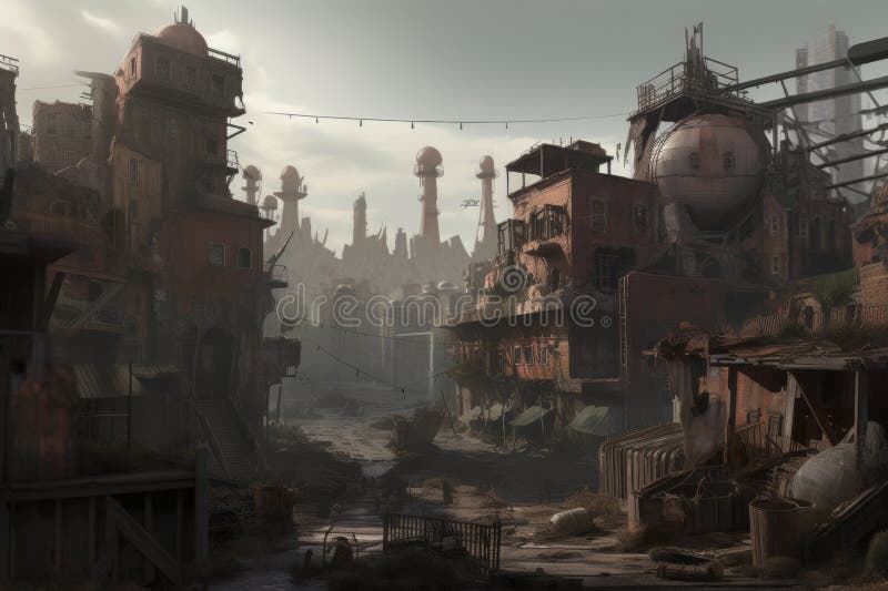 A Dystopian World of Dark and Decrepit Buildings and Apocalyptic ...