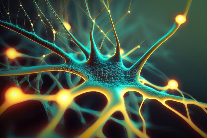 Synaptic Connections in Neon Light: Close-Up View on Neural Synapse ... Synaptic Connections in Neon Light: Close-Up View on Neural Synapse ...
