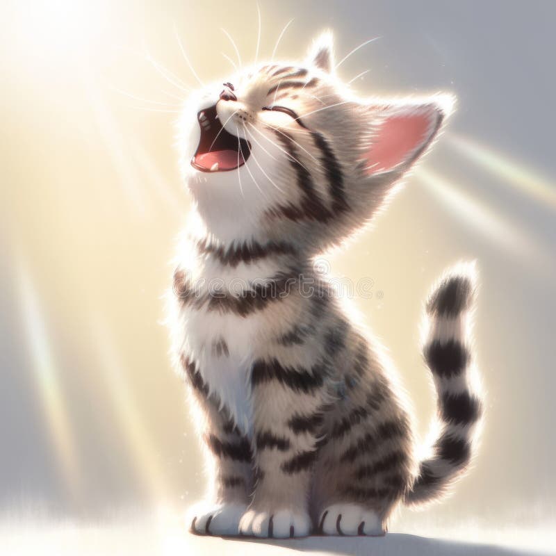 Adorable Baby Cat Laughing and Singing - Cute Illustration, Generative ...