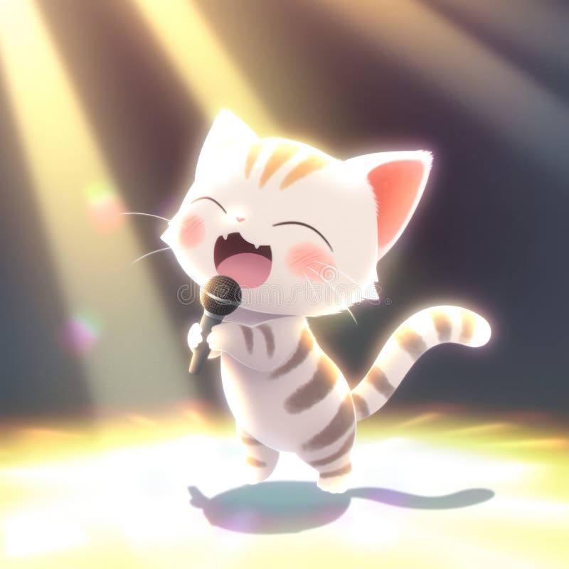 Adorable Baby Cat Laughing and Singing - Cute Illustration, Generative ...