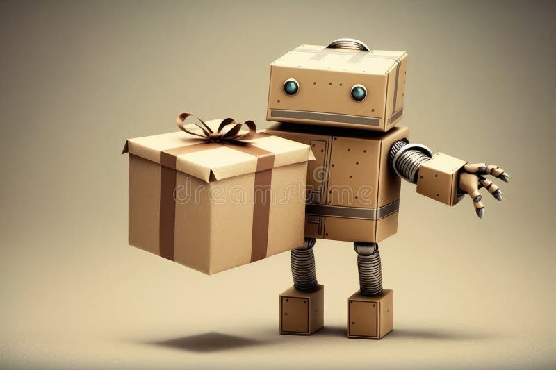Adorable Robot Holding Gift Box for Festive Occasions, Generative Ai ...