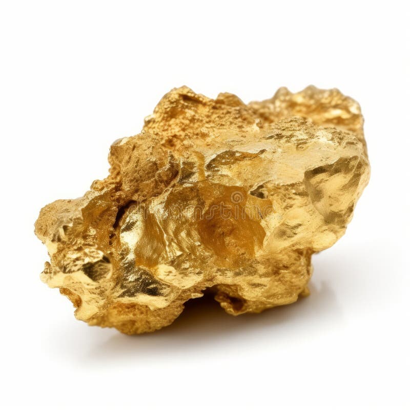 Shiny Gold Nugget on Clean White Background for Stock Illustration ...