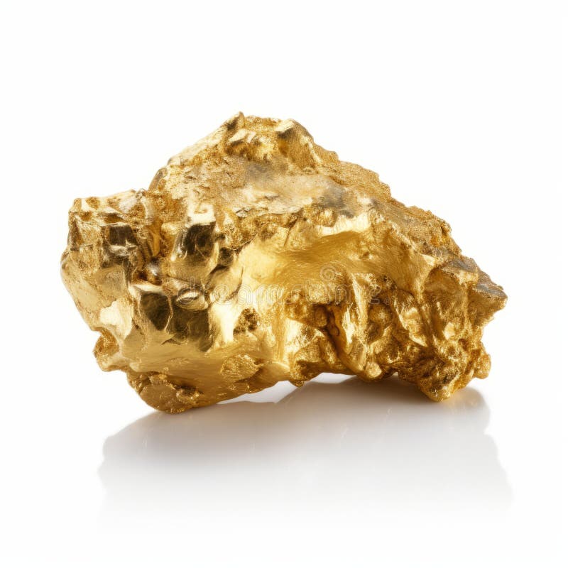Shiny Gold Nugget on Clean White Background for Stock Illustration ...