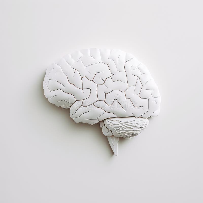Minimalist White Brain on Empty Background: Clean and Simple Concept ...