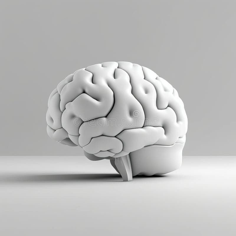 Minimalist White Brain on Empty Background: Clean and Simple Concept ...