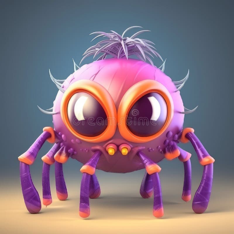 Single Cute and Fun Spider Character: Adorable Arachnid Illustration ...