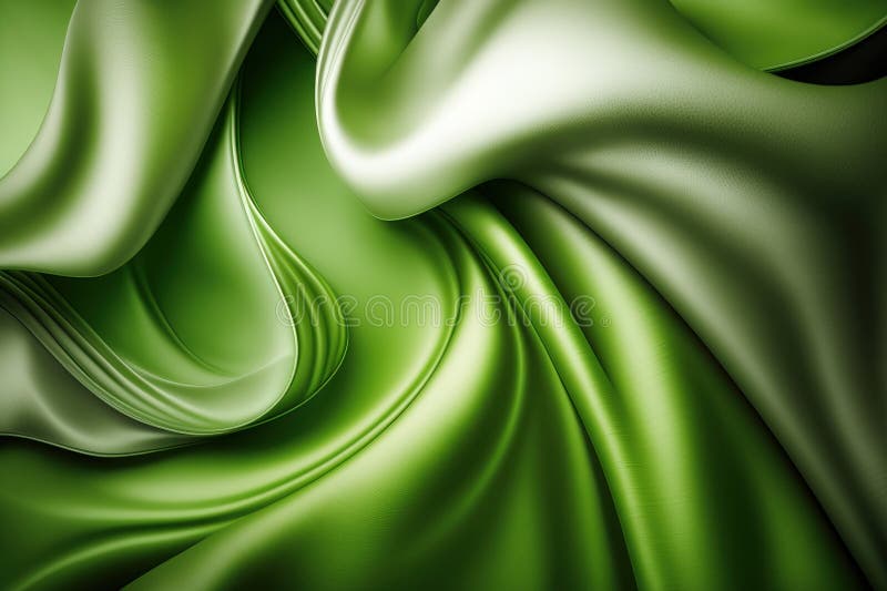 Greeny Wavy Satin Background, Generative Ai Stock Illustration ...