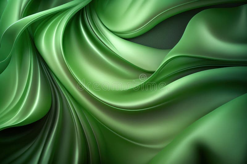 Greeny Wavy Satin Background, Generative Ai Stock Illustration ...