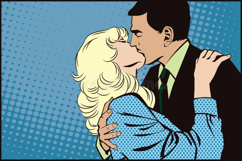 Man And Woman Love Couple In Pop Art Comic Style Stock Vector
