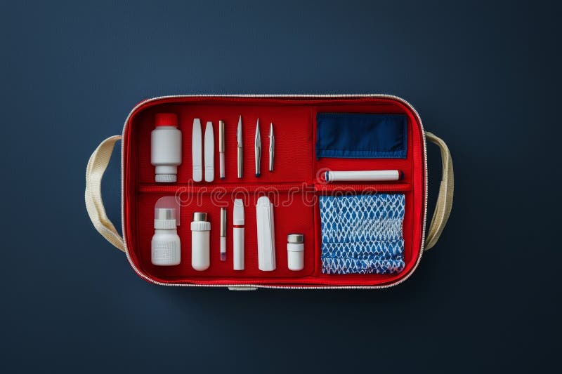 Stock Illustration of a Red First Aid Kit with Multiple Medication Pads ...