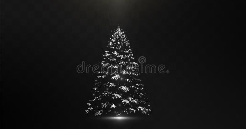 Silver Christmas Tree on a Transparent Background Stock Illustration ...