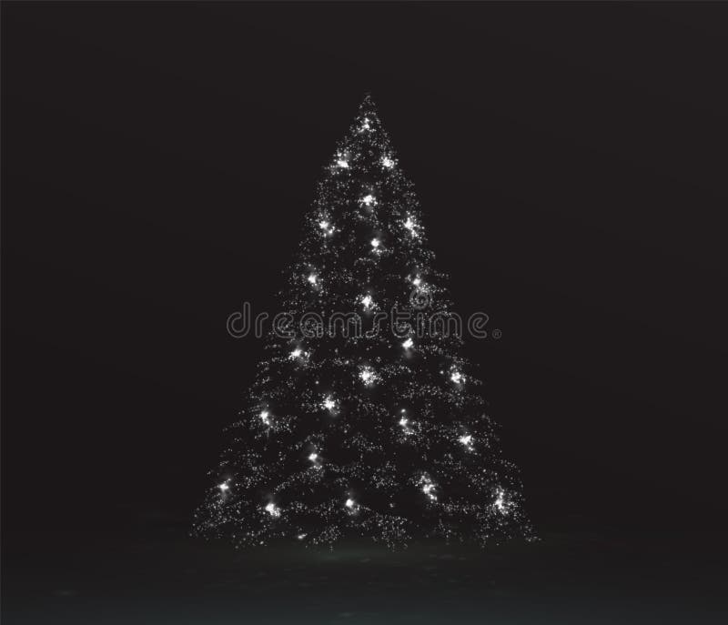Silver Christmas Tree on a Transparent Background Stock Illustration ...