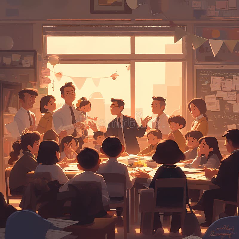 Enthusiastic Classroom Presentation - Stock Image Stock Illustration ...