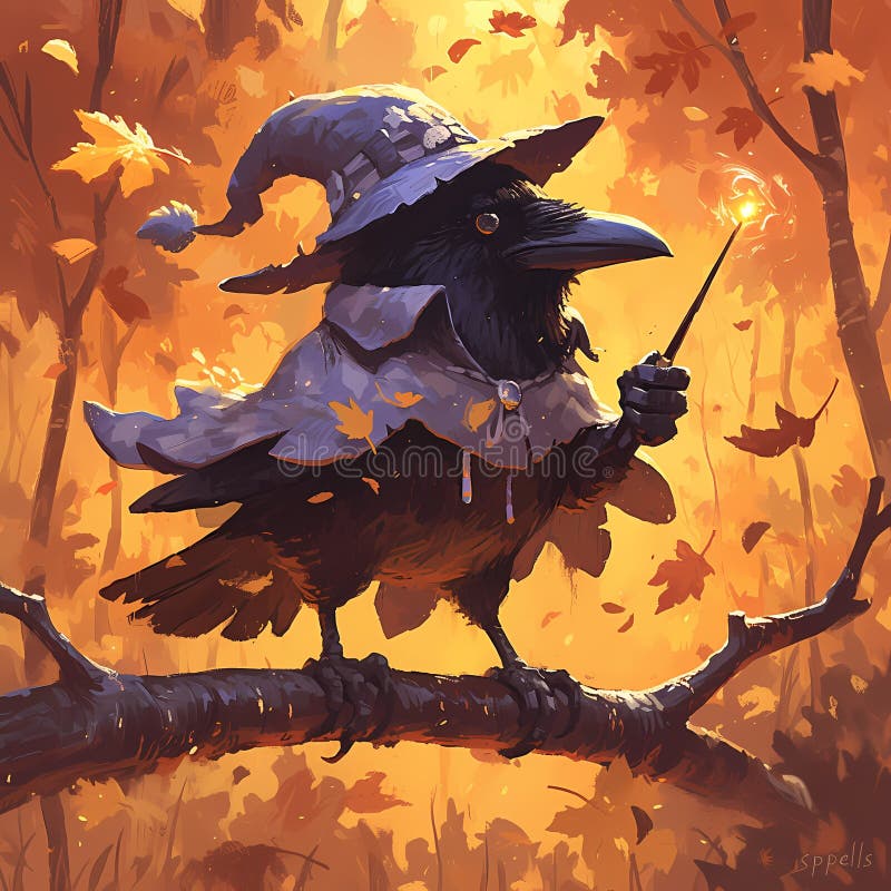 Enchanted Crow: a Magical Forest Adventure Stock Illustration ...