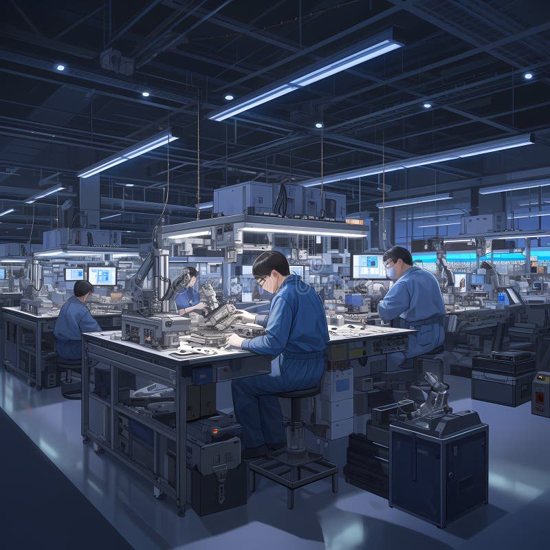 Efficient Assembly Line - Teamwork at Its Best Stock Illustration ...