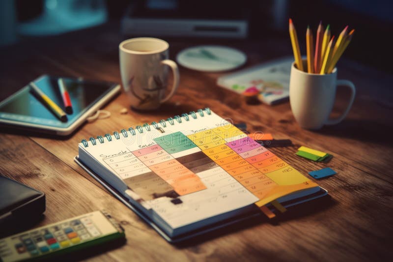 Stock Image of a Content Calendar for Planning, Concept of daily ...