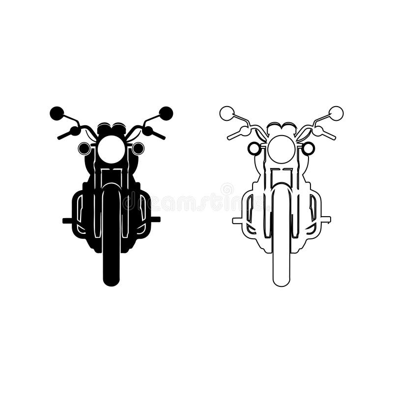 Vector Illustration of a Classic Motorcycle Front View in Black and ...