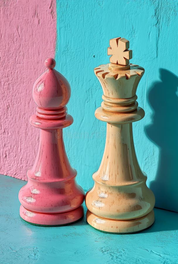 A Stock Image Features Chess Pieces on a Board, Presented in a Pastel ...