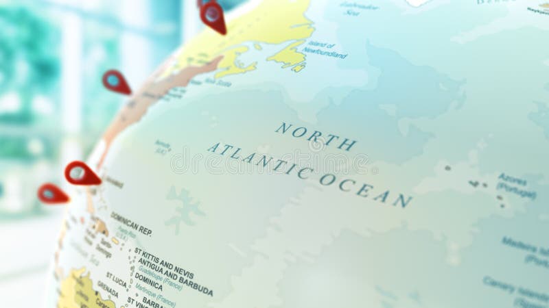 3d Earth Globe with Location Points Stock Illustration - Illustration ...