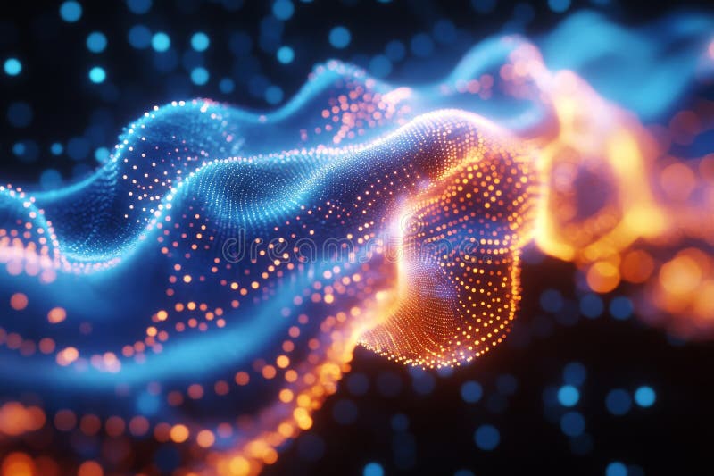 The Stock Image Features a Purple Abstract Background with a Digital ...