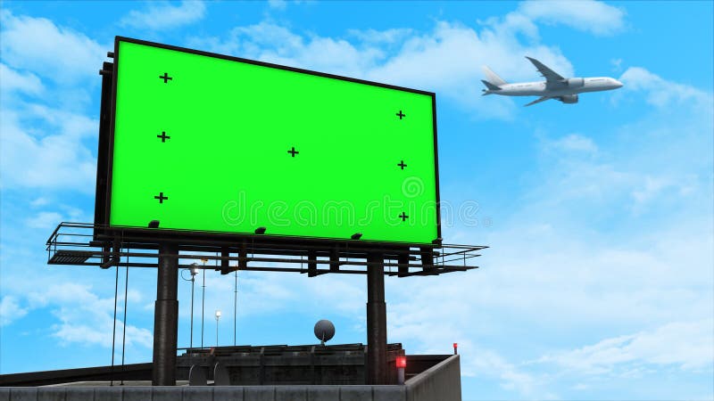 Large Green Screen Billboard on the Top of Building with Alpha Matte ...