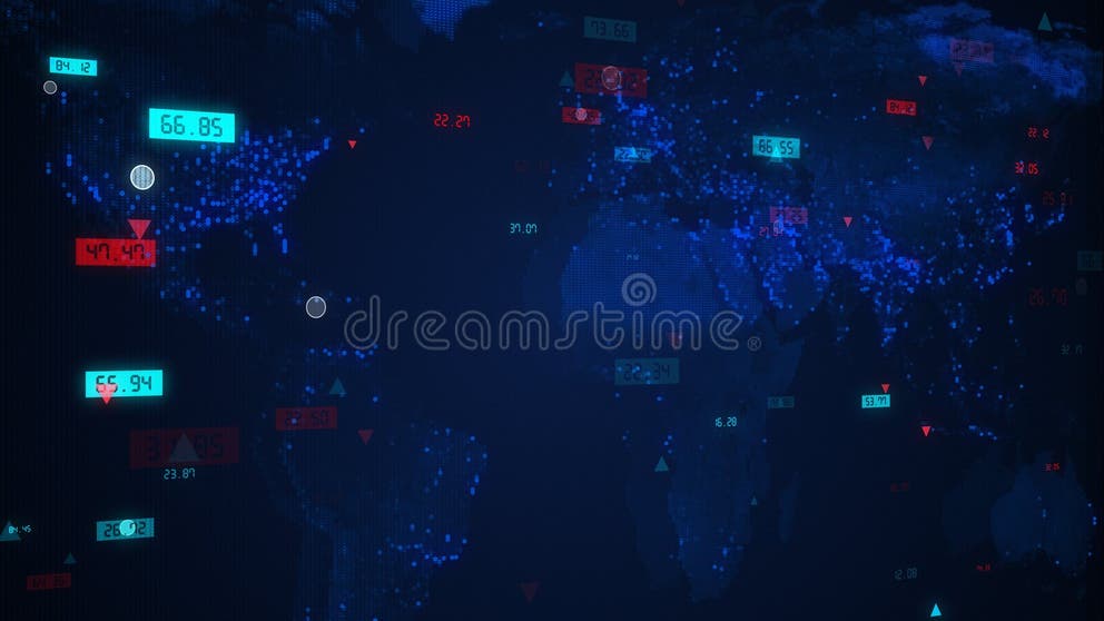 Digital World Map with Digital Indicators Stock Illustration ...